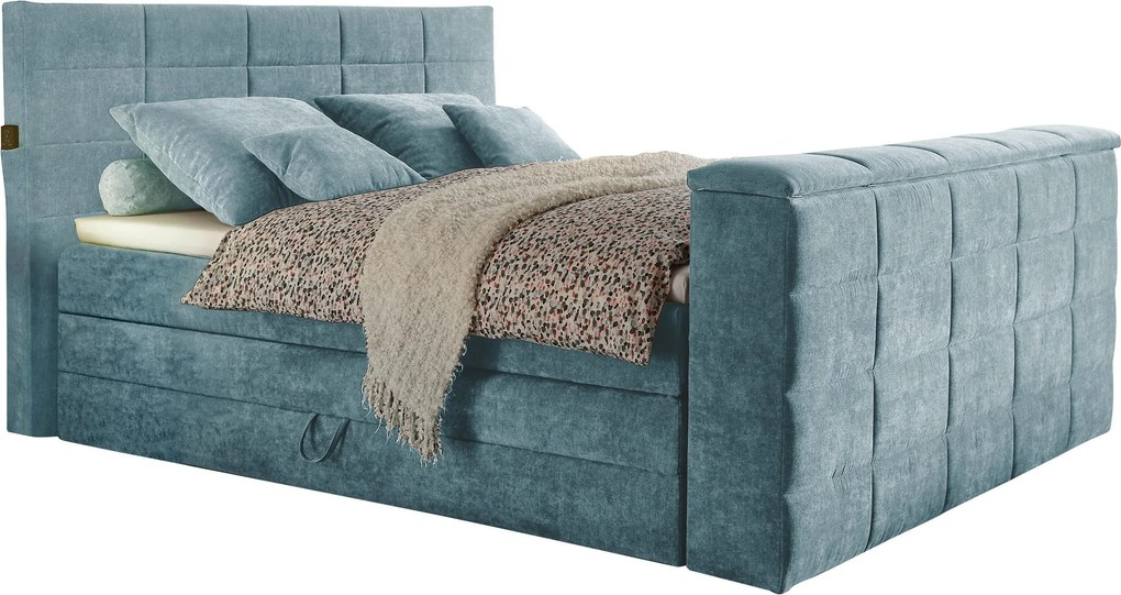 XXXLutz POSTEL BOXSPRING, 180/200 cm, modrá Carryhome - Postele s úložným prostorem - 002220044505