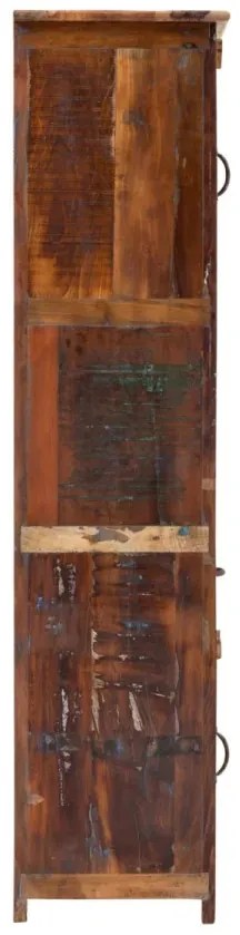 furniture-nabytek.cz - Masivní koupelnová vysoká skříňka Samira z recyklovaného dřeva, lakovaná, hnědá – 50×40×180 cm