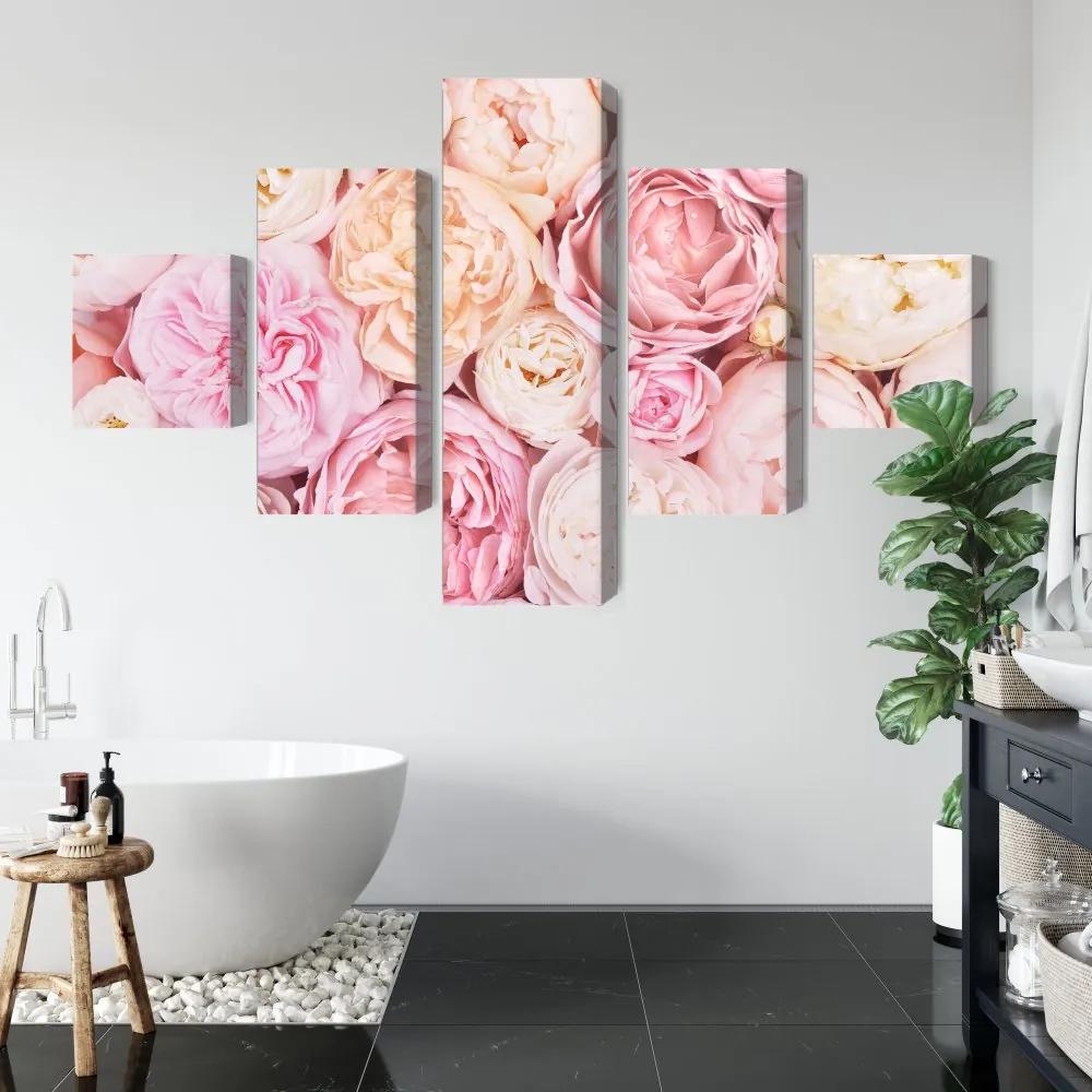 Vícedílný obraz Kvetoucí Květiny V Pastelových Barvách Nedostatek Nedostatek Přírodní plátno 150x90