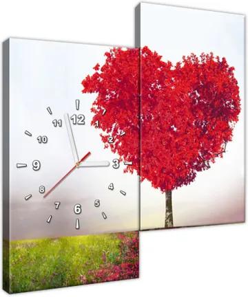 Tištěný obraz s hodinami Červený strom lásky 60x60cm ZP2561A_2J