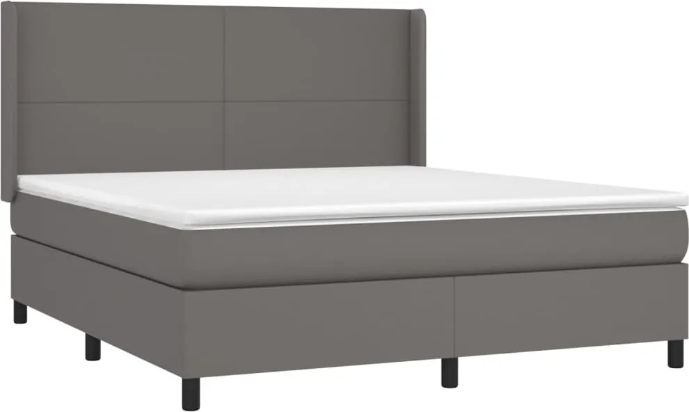 Box spring postel s matrací a LED šedá 160x200 cm umělá kůže 3139275