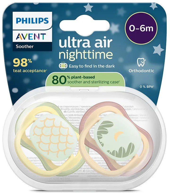 PHILIPS AVENT Šidítko Ultra air noční 0-6 m neutral, 2 ks Philips Avent