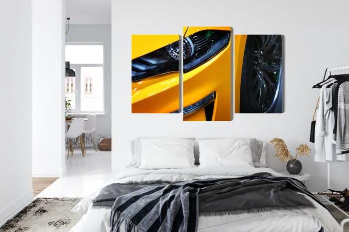 Vícedílný obraz Přední Část Žlutého Sportovního Vozu Nedostatek Nedostatek Plátno Canvas 90x60