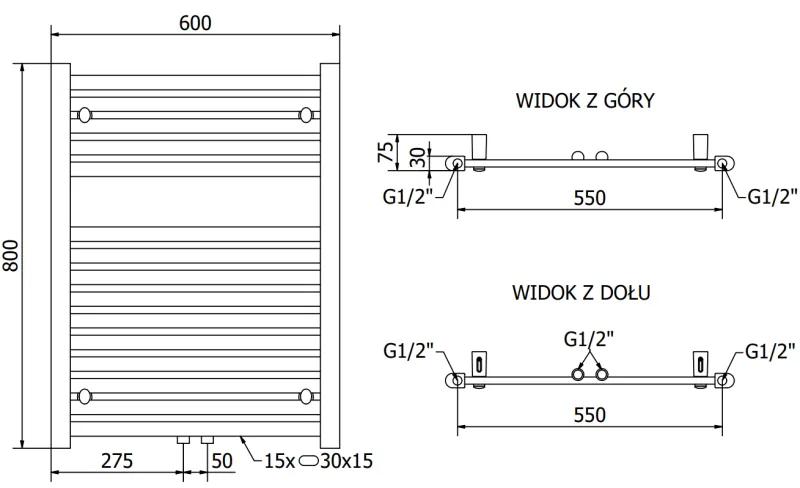 Mexen Hades koupelnový radiátor 800 x 600 mm, 447 W, Bílá - W104-0800-600-00-20