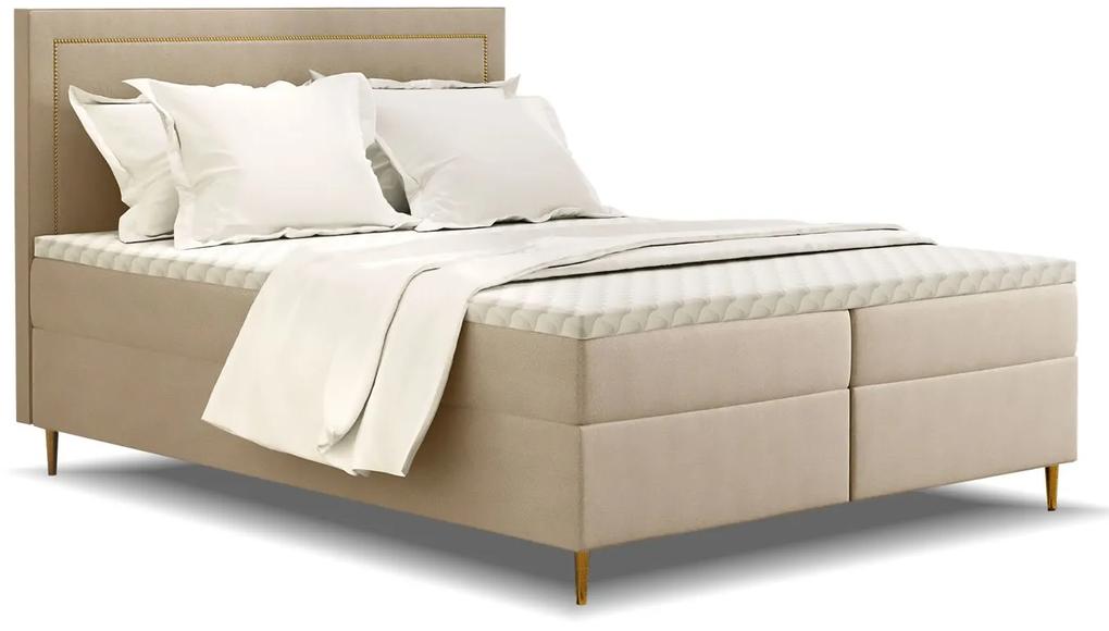 Vysoká postel boxspring GOLDEN, s matracemi a topperem, 140x200