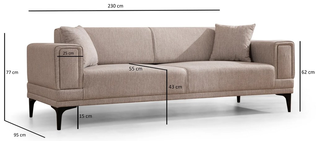 Hanah Home Třímístná pohovka HORIZON béžová