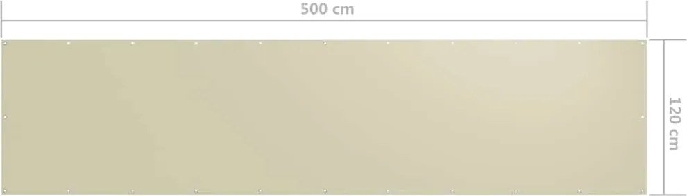 Balkónová zástěna krémová 120 x 500 cm oxfordská látka 134958