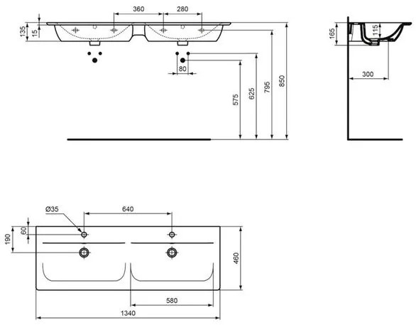 Ideal Standard Connect Nábytkové dvojumyvadlo 124 cm E027301