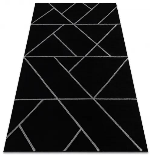 Kusový koberec EMERALD 7543 Luxusní geometrický moderní černý stříbrný Rozměr: 280x370 cm