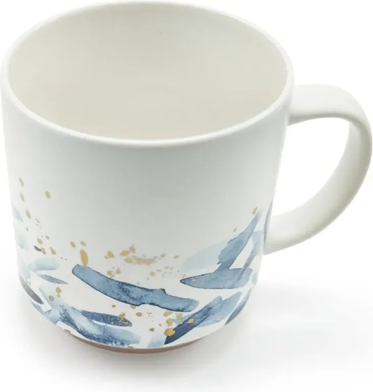 Hrnek Meno Tahy, 400 ml – porcelán New Bone China, akvarelové tahy a zlaté detaily