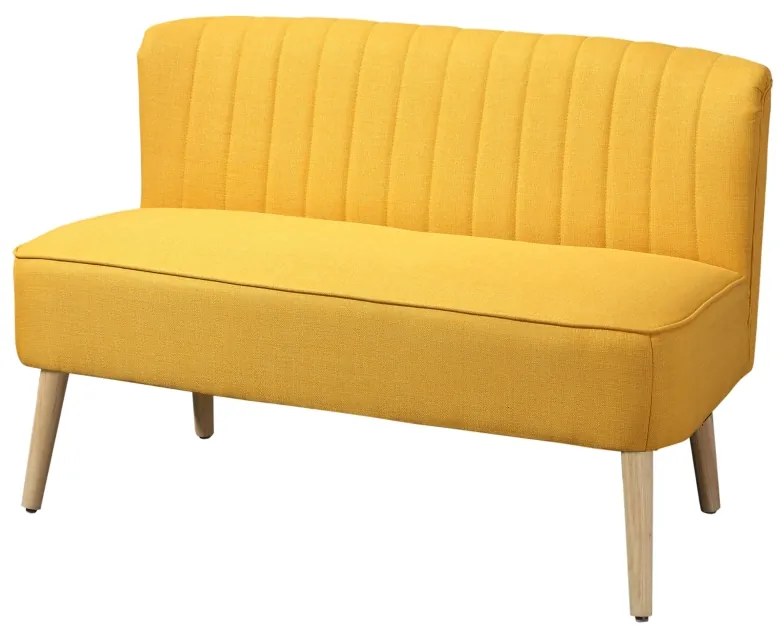 HOMCOM Dvoumístná pohovka žlutá, 117 cm 833-524V04YL
