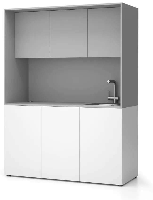 Kuchyňka NIKA se dřezem a baterií 1481 x 600 x 2000 mm, šedá, pravé
