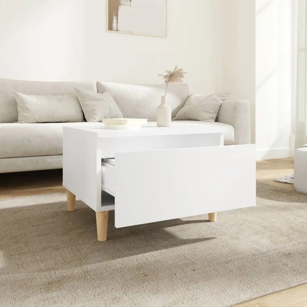 Odkládací stolek bílý 50 x 46 x 35 cm kompozitní dřevo - Default Title
