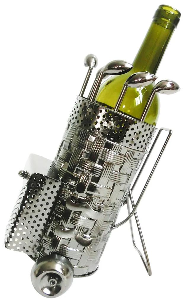 Kovový držák na víno v designu golfového bagu Chevalier - 20*13*24 cm
