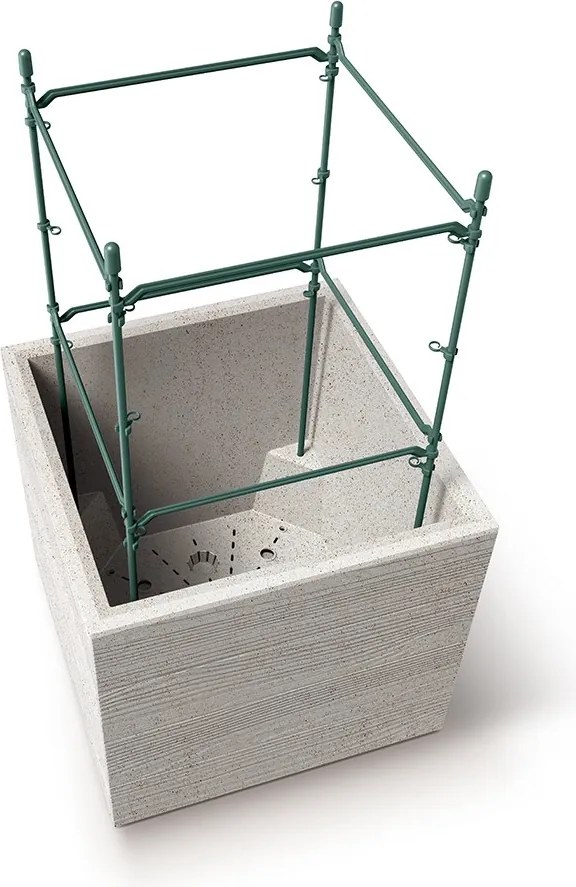 Květináč MADERAN SQUARE HIGH ECO WOOD 38,5 cm bílý