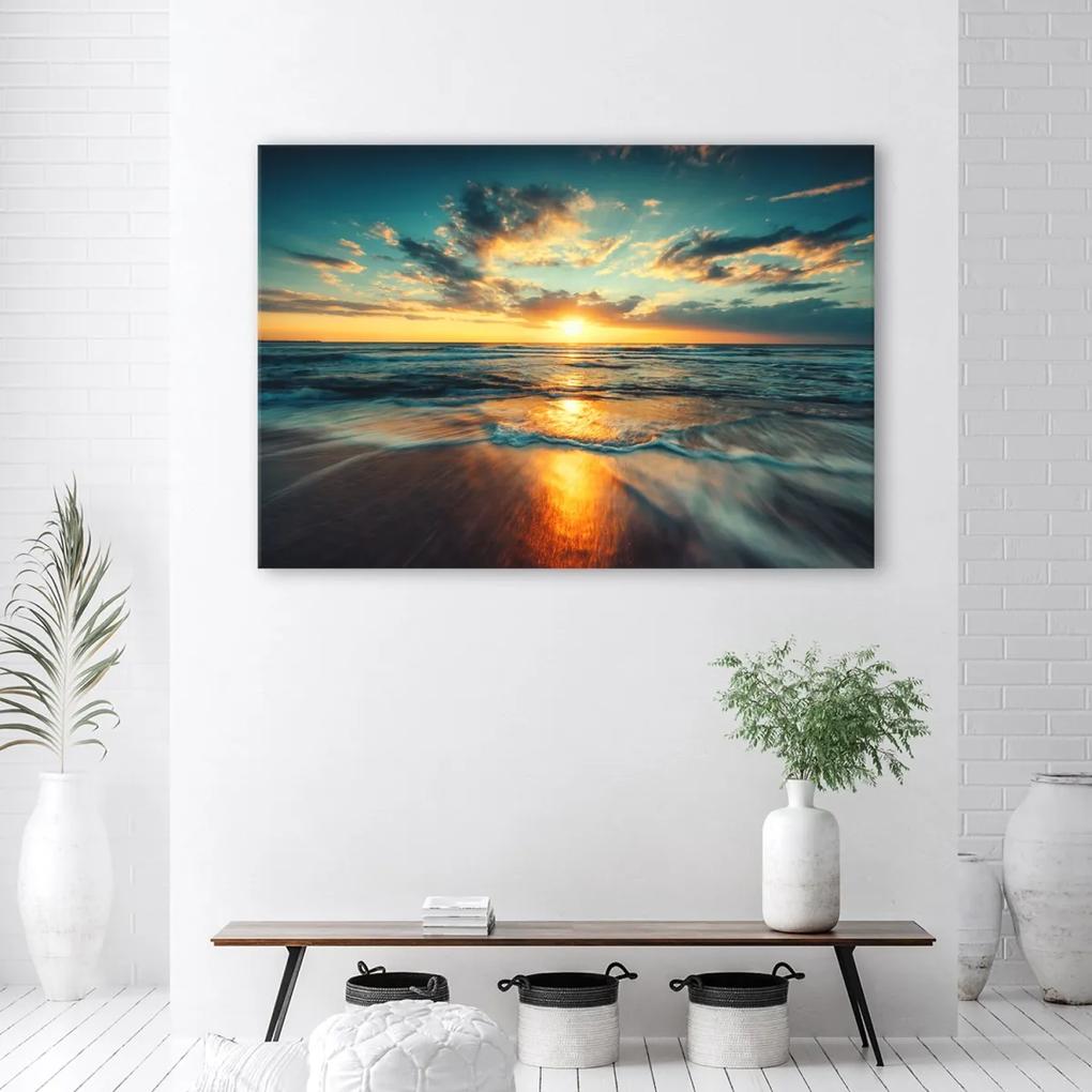 Obraz na plátně, Pláž Sea Sunset Beach - 120x80 cm