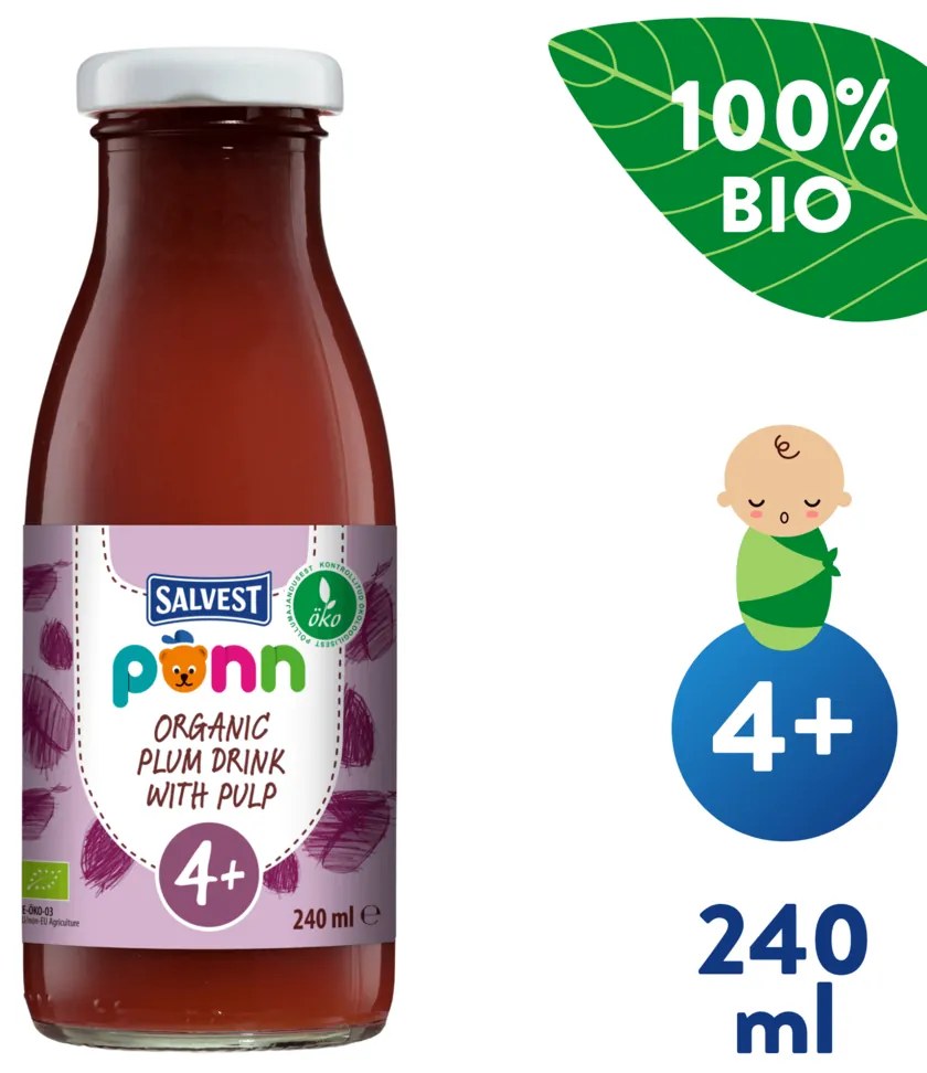 Salvest Ponn BIO Švestková šťáva s dužinou (240 ml) 4m+