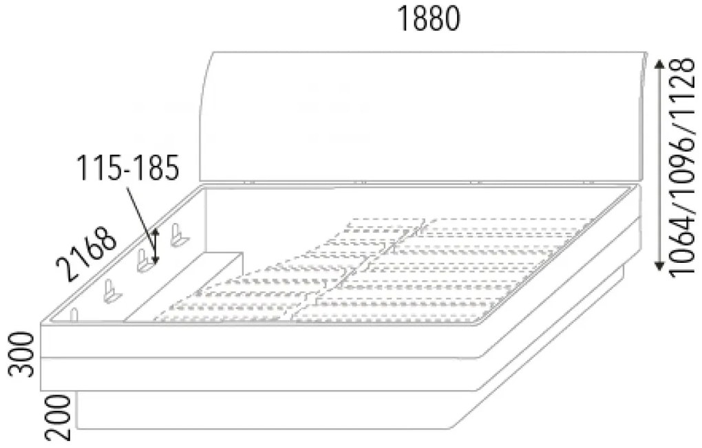 Domestav FANTAZIE GRANDE manželská postel nastavitelné čelo oblé 180 cm buk cink mořený