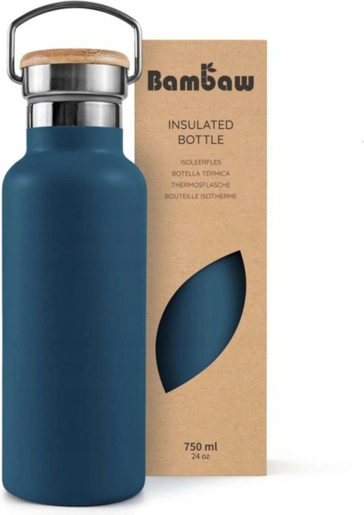 Bambaw Modrá termoláhev s bambusovým uzávěrem Aegean Blue 750 ml