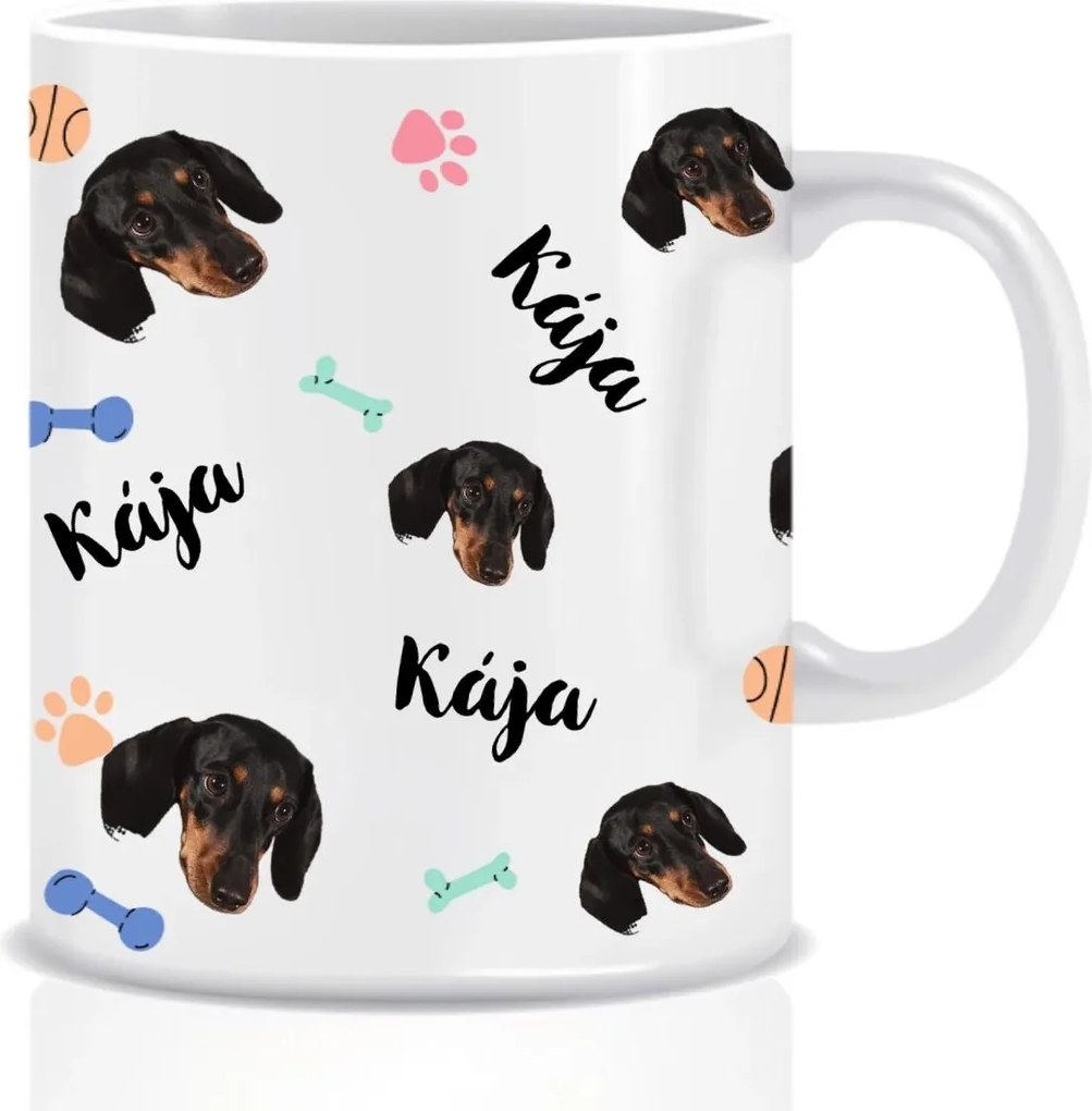 Personalizovaný klasický bílý keramický hrníček 300 ml s mazlíčky