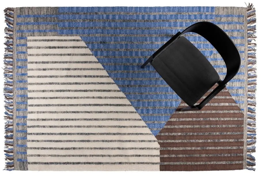 Modrý/hnědý bavlněný koberec 160x230 cm Hampton – Dutchbone