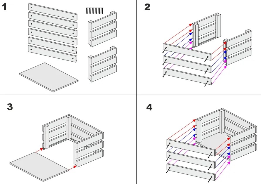 AMADEA Dřevěná skládací bedýnka z masivního dřeva, 34x24x15 cm, zvýšená nosnost