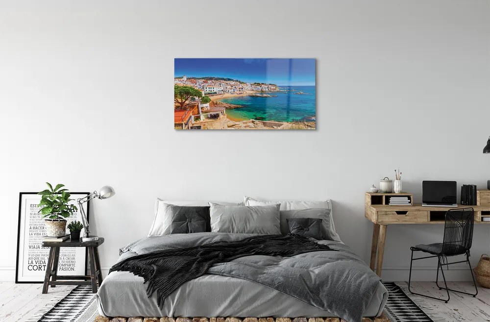 akrylový obraz Španělsko coast beach city 100x50 cm