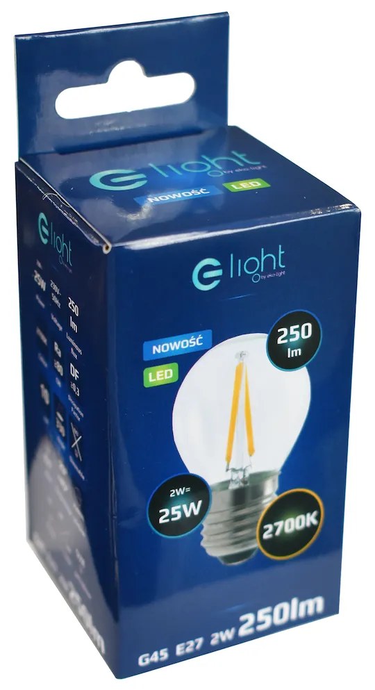 Dekorační LED žárovka E27 teplá 3000k 2w 250 lm