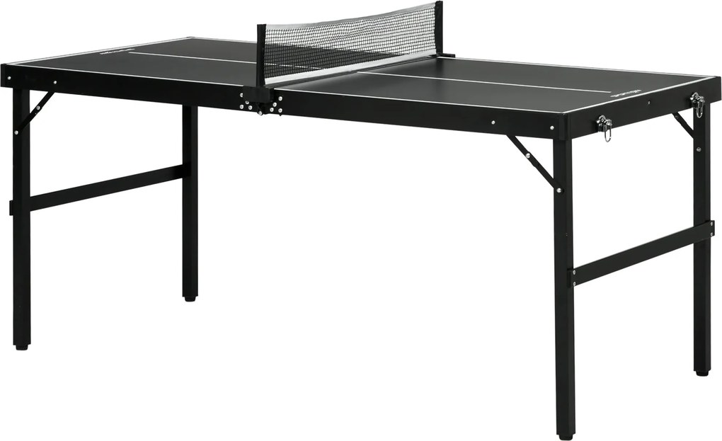 Skládací pingpongový stůl SPORTNOW s hliníkovým rámem - Přenosný tenisový stůl sítě pro vnitřní a venkovní použití 152x76x72 cm Černý