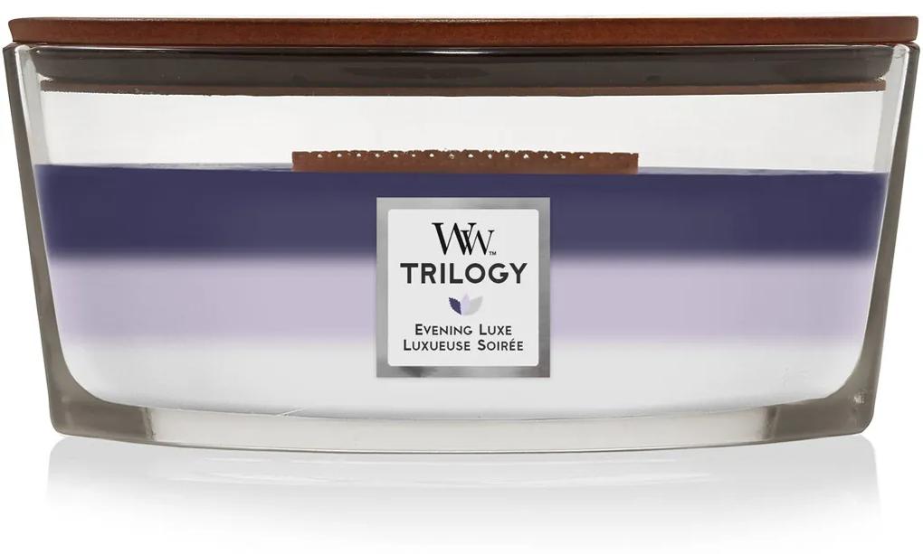 WoodWick – HearthWick Trilogy svíčka Evening Luxe (Večermí luxus), 453 g