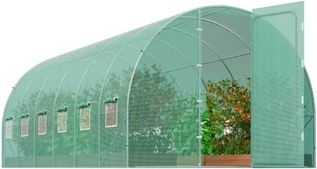Walk-in tunelový skleník 5,9 × 2,95 × 2,26 m pozinkovaný rám PE kryt zelený