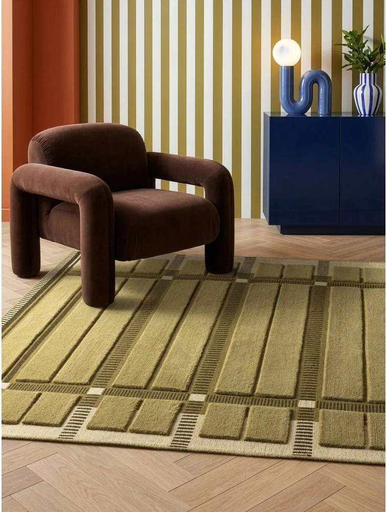 Zelený/béžový ručně tkaný vlněný koberec 160x230 cm – Asiatic Carpets