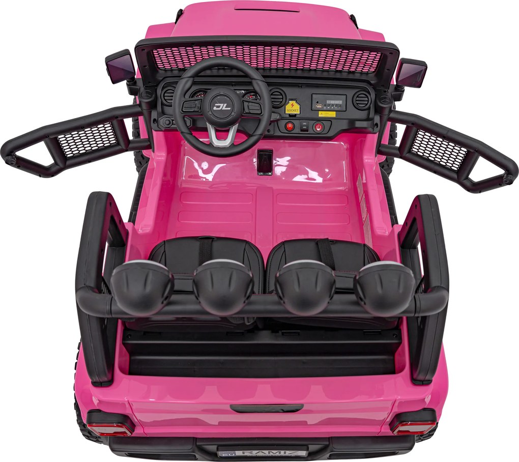 Ramiz Terénní auto OFF-ROAD 3.0 pro děti růžové + dálkové ovládání + pomalý start + pásy + LED a zvuky