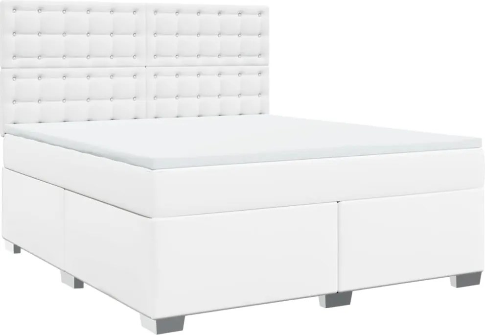 Box spring postel s matrací bílá 180x200 cm umělá kůže 3293033