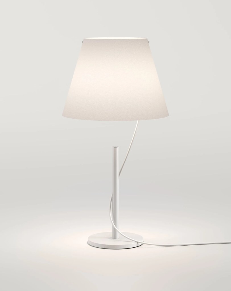 Lodes Hover,  bílá designová stolní lampa s dotykovým ovládáním, 6W LED 2700K, výška 51,5cm
