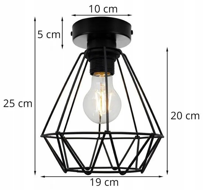 Stropní svítidlo Fusion 1, 1x černé drátěné stínítko
