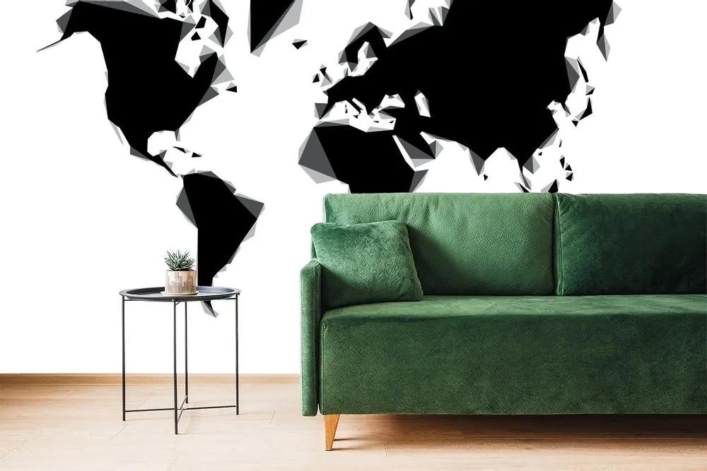 Samolepící tapeta abstraktní mapa světa v černobílém provedení - 450x300 cm