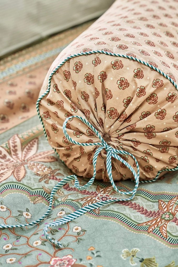 Pip Studio polštář Jaipur Flower 22 x 70 cm - zelený (Válcový polštář na postel)
