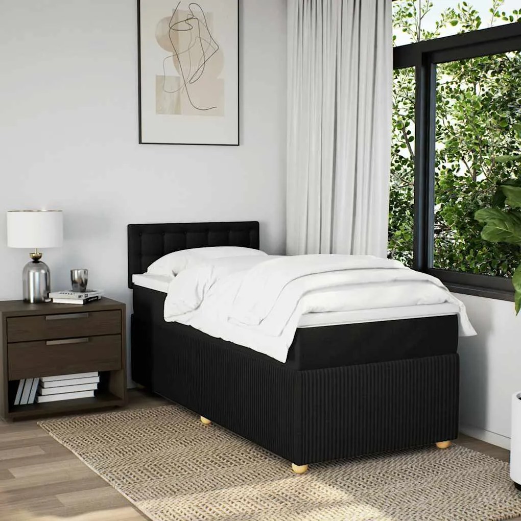 Box spring postel s matrací černá 100 x 200 cm textil 3287383