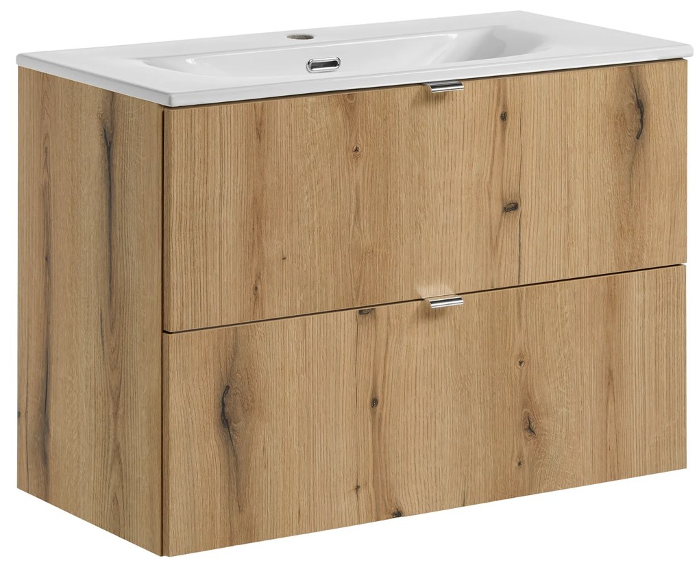 Comad Koupelnová skříňka s keramickým umyvadlem Nova Oak II 80 cm - dub coast evoke