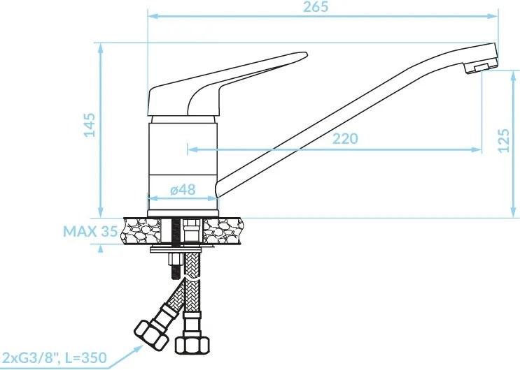 Kuchinox Oris, stojánková umyvadlová baterie, chromová, LAV-BQO_060D