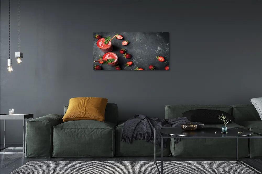 Obrazy na plátně jahodový koktejl 140x70 cm