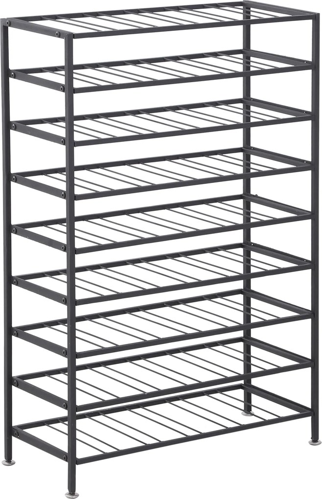 HOMCOM Stojan na víno s kapacitou 54 lahví 63D x 25Š x 91V cm černý kov
