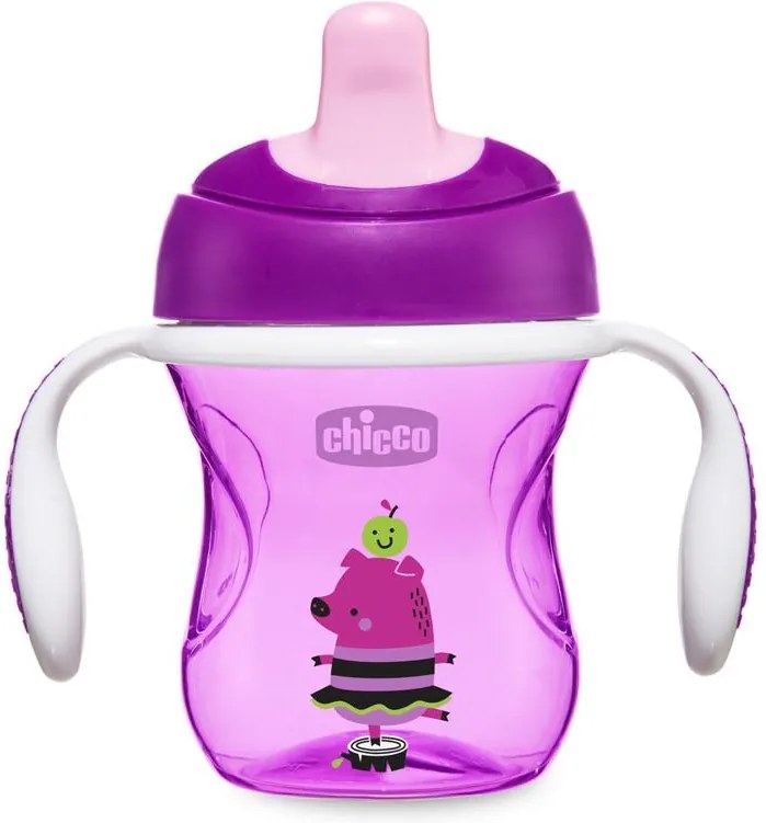 CHICCO Hrneček Training s držadly 200 ml fialový 6m+