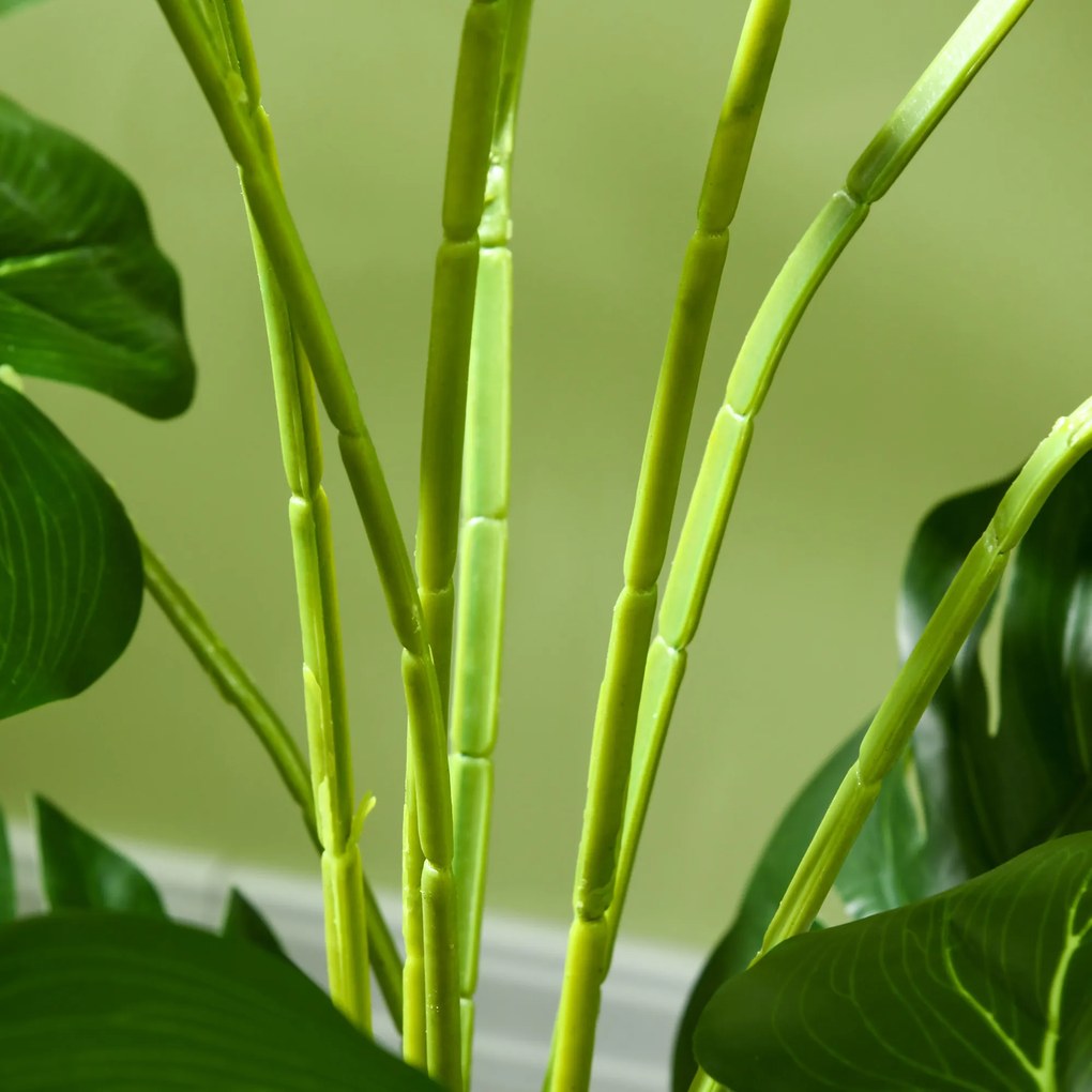 HOMCOM Umělá rostlina Monstera 120cm s květináčem a PE mechem, klamně skutečná pro obývací pokoj a dekorace v zelené barvě
