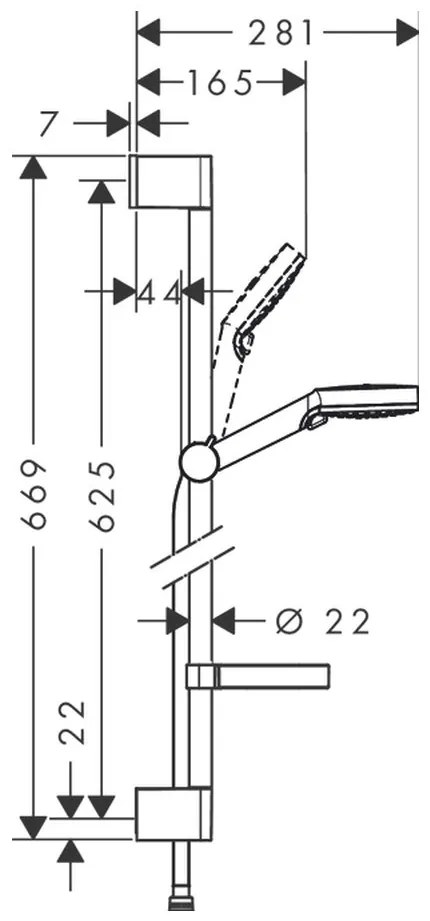 Hansgrohe Crometta, sprchová sada Vario se sprchovou tyčí 65 cm a miskou na mýdlo, bílá/chromová, HAN-26553400
