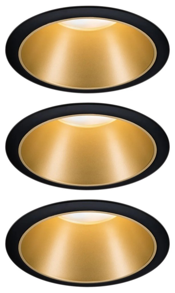P 93404 Vestavné svítidlo LED Cole 3x6,5W černá/zlatá mat 3-krokové-stmívatelné 2700K teplá bílá - PAULMANN