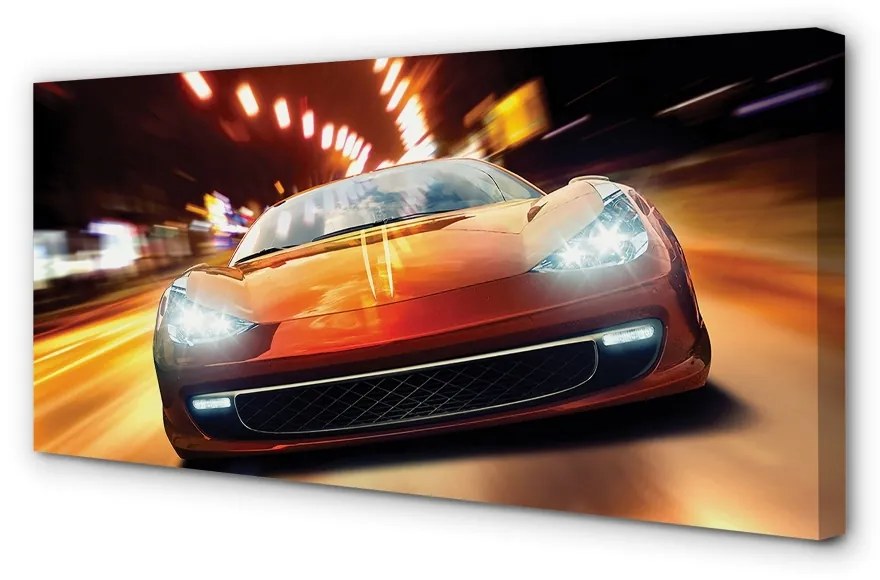 Obrazy na plátně Sportovní auto světla města 140x70 cm