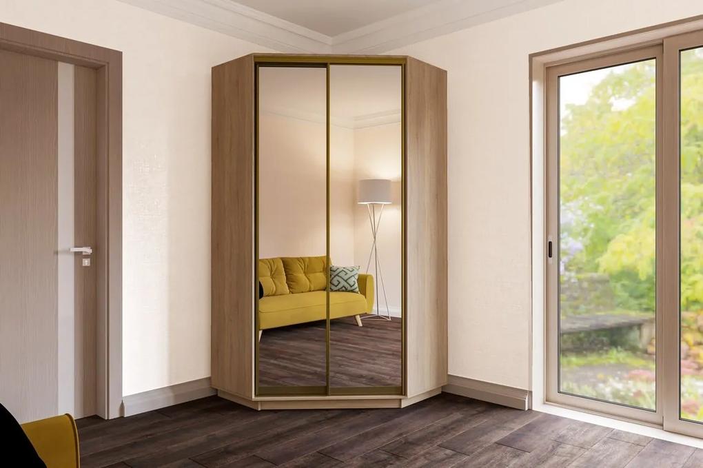 Casarredo - Komfort nábytek Rohová šatní skříň CORA 110/220 sonoma/zrcadlo
