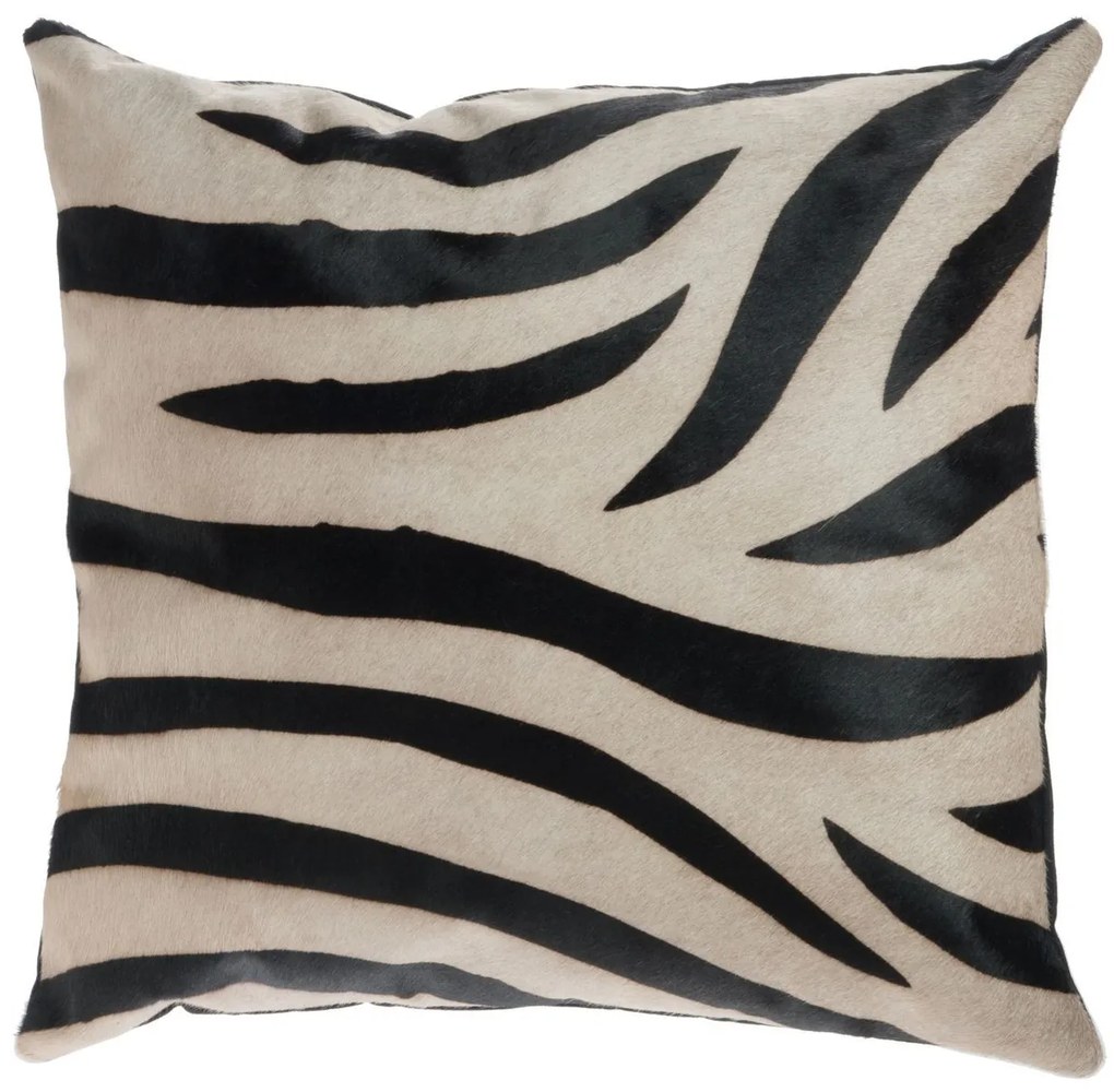 Černo-bílý kožený polštář s výplní Zebra - 44*14*43cm